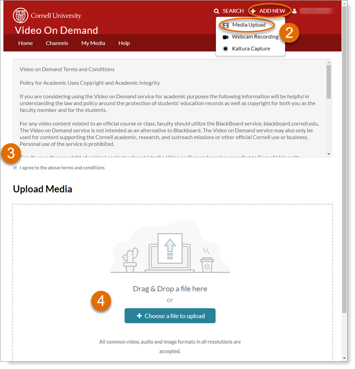 Upload Media Files into Video On Demand | IT@Cornell Upload Media Files into Video On Demand | IT@Cornell